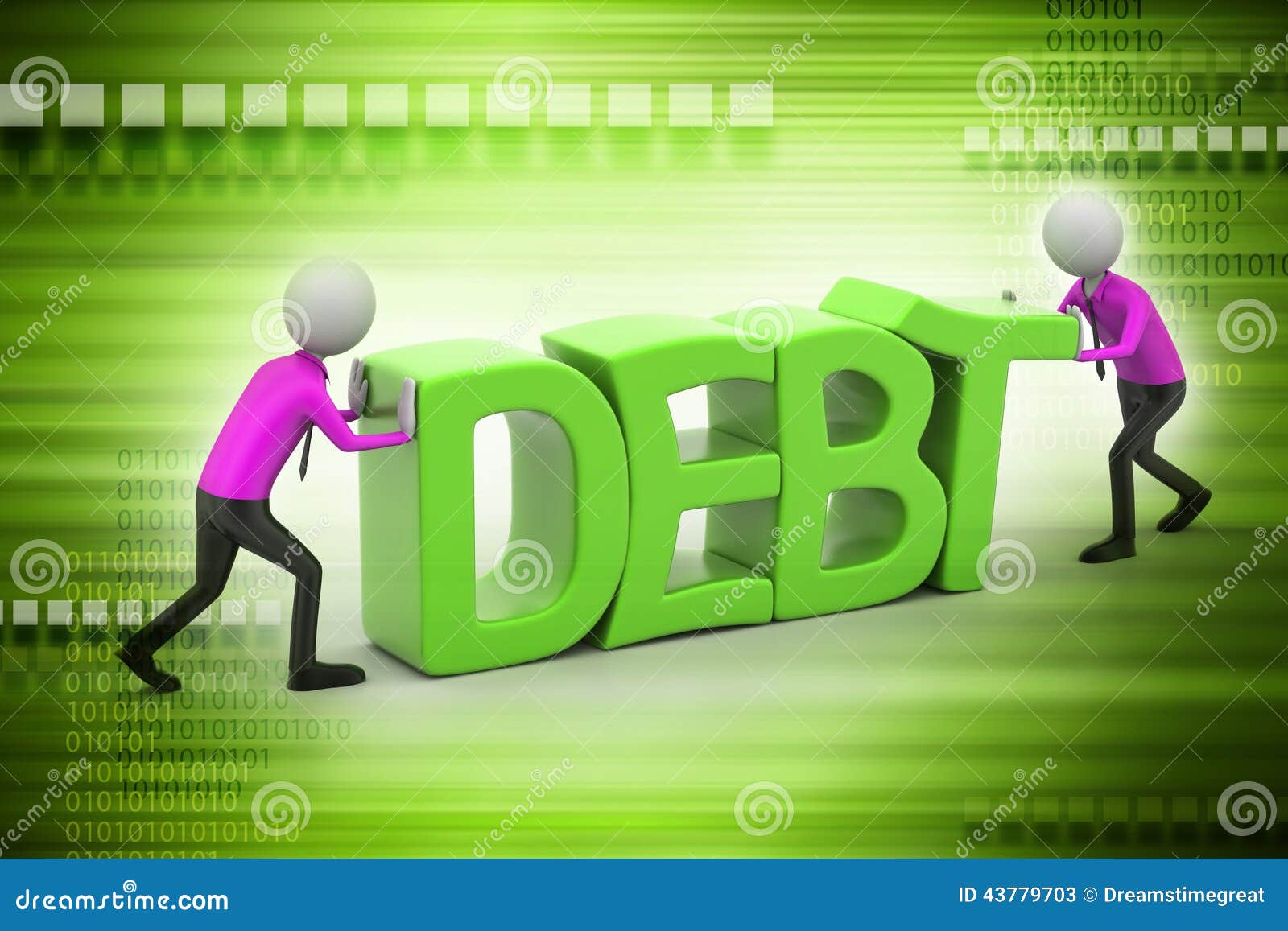 3d People Try To Avoid Debt Stock Illustration - Illustration of debt ...