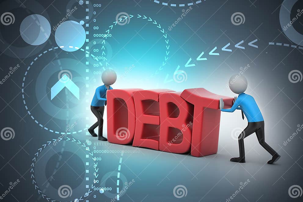 3d People Try To Avoid Debt Stock Illustration - Illustration of crisis ...