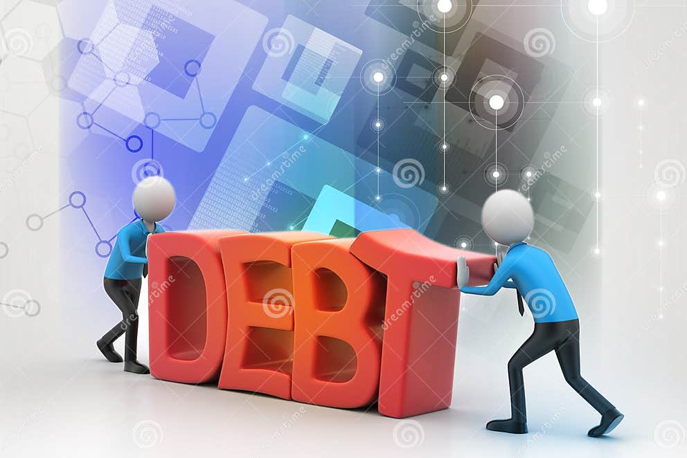3d People Try To Avoid Debt Stock Illustration - Illustration of bill ...