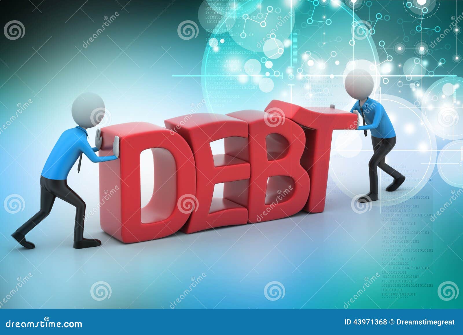 3d People Try To Avoid Debt Stock Illustration - Illustration of reduce ...