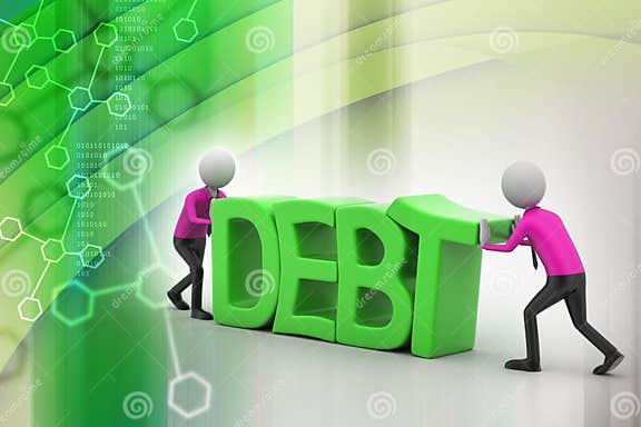 3d People Try To Avoid Debt Stock Illustration - Illustration of ...