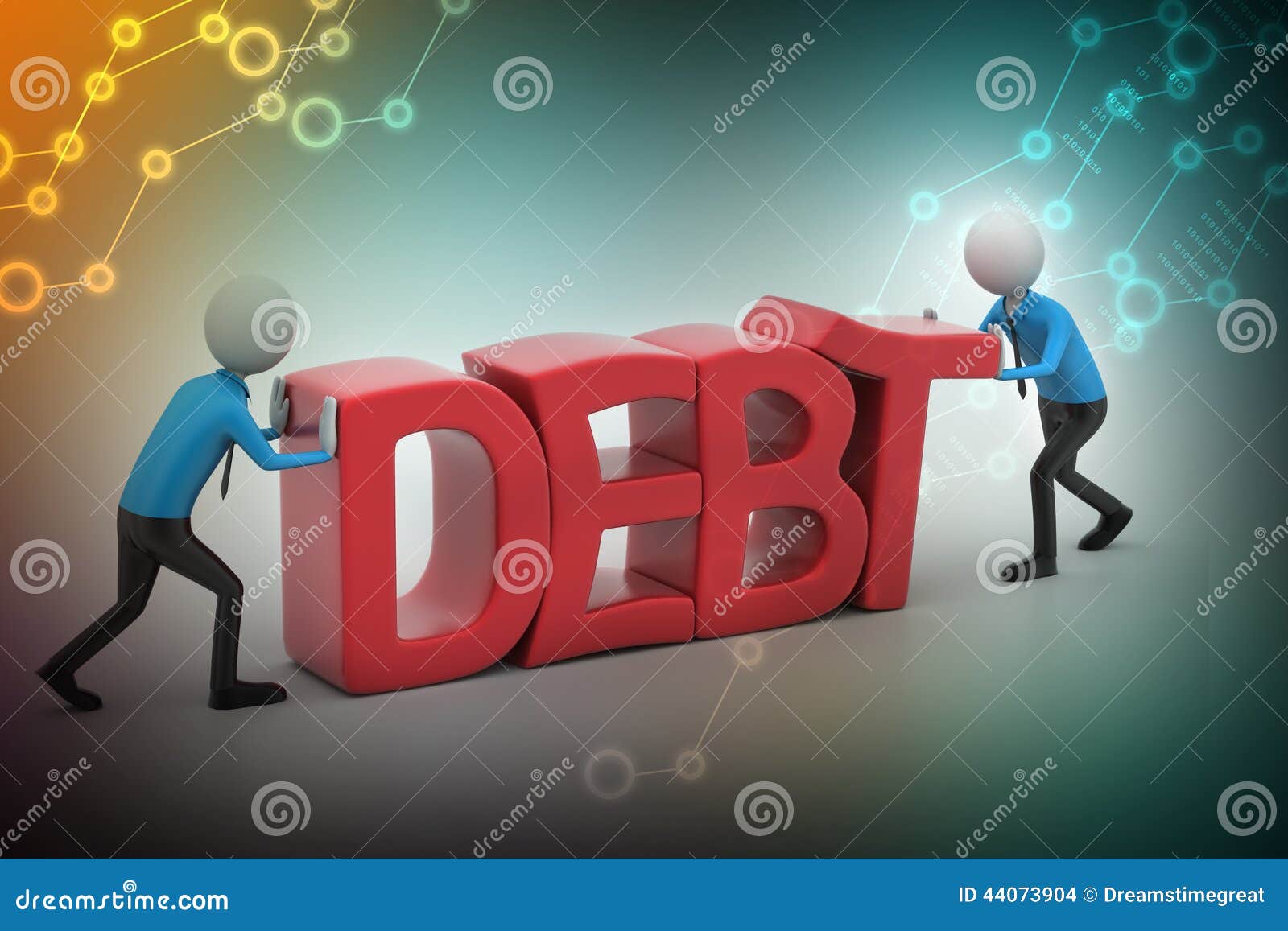 3d People Try To Avoid Debt Stock Illustration - Illustration of ...