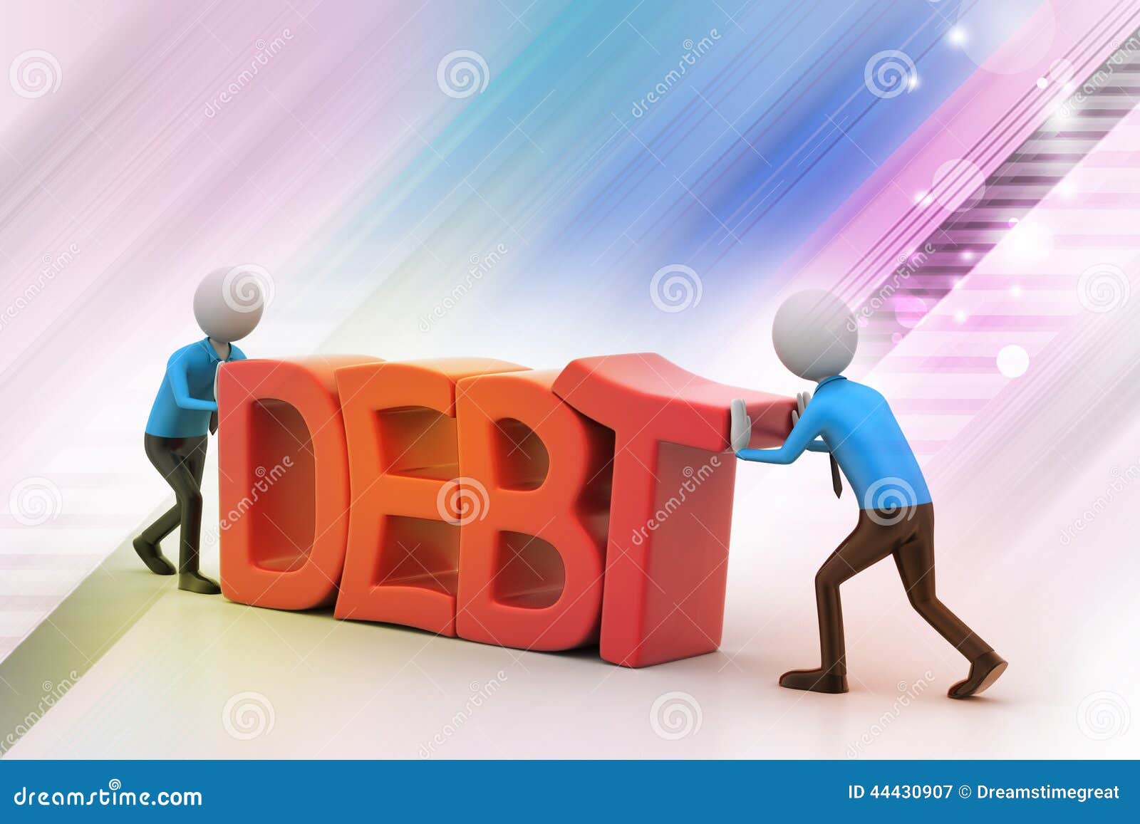 3d People Try To Avoid Debt Stock Illustration - Illustration of money ...