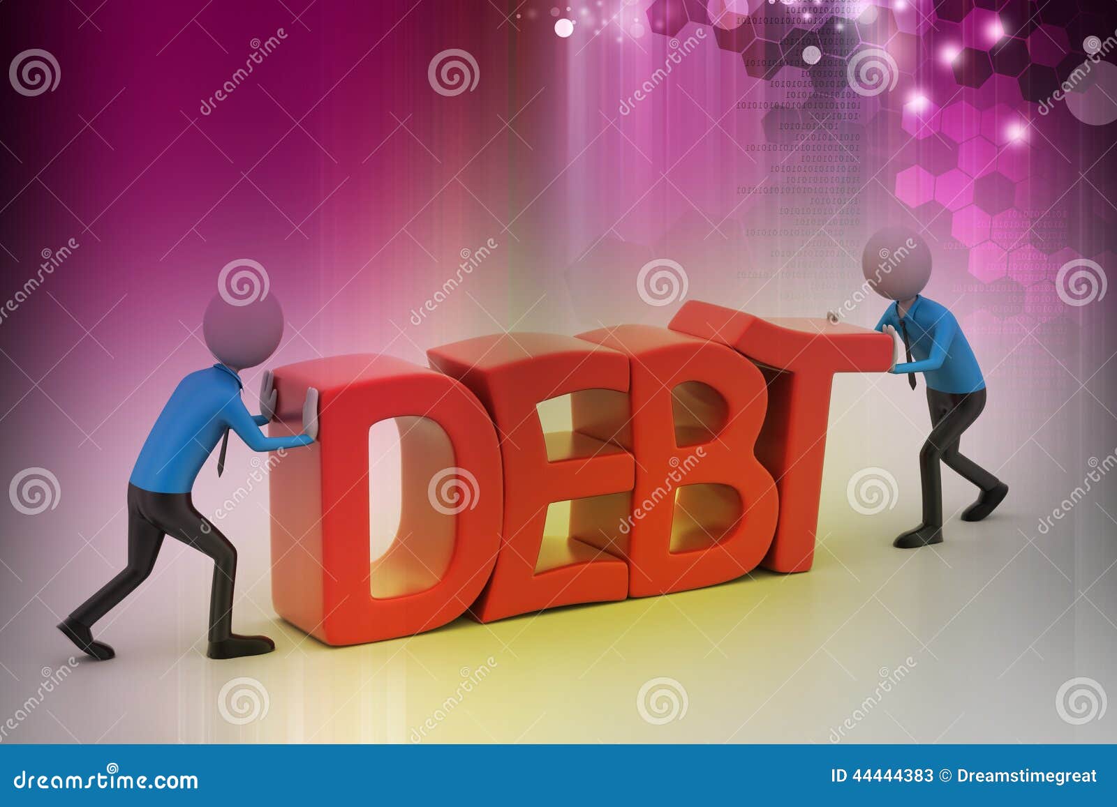 3d People Try To Avoid Debt Stock Illustration - Illustration of render ...