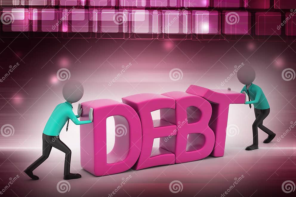 3d People Try To Avoid Debt Stock Illustration - Illustration of load ...