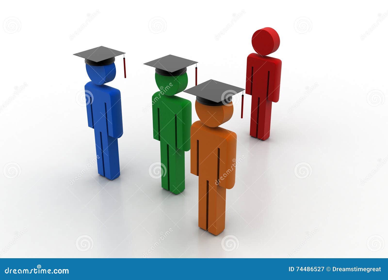 3d People Wear Graduation Cap for Pledge Stock Illustration ...