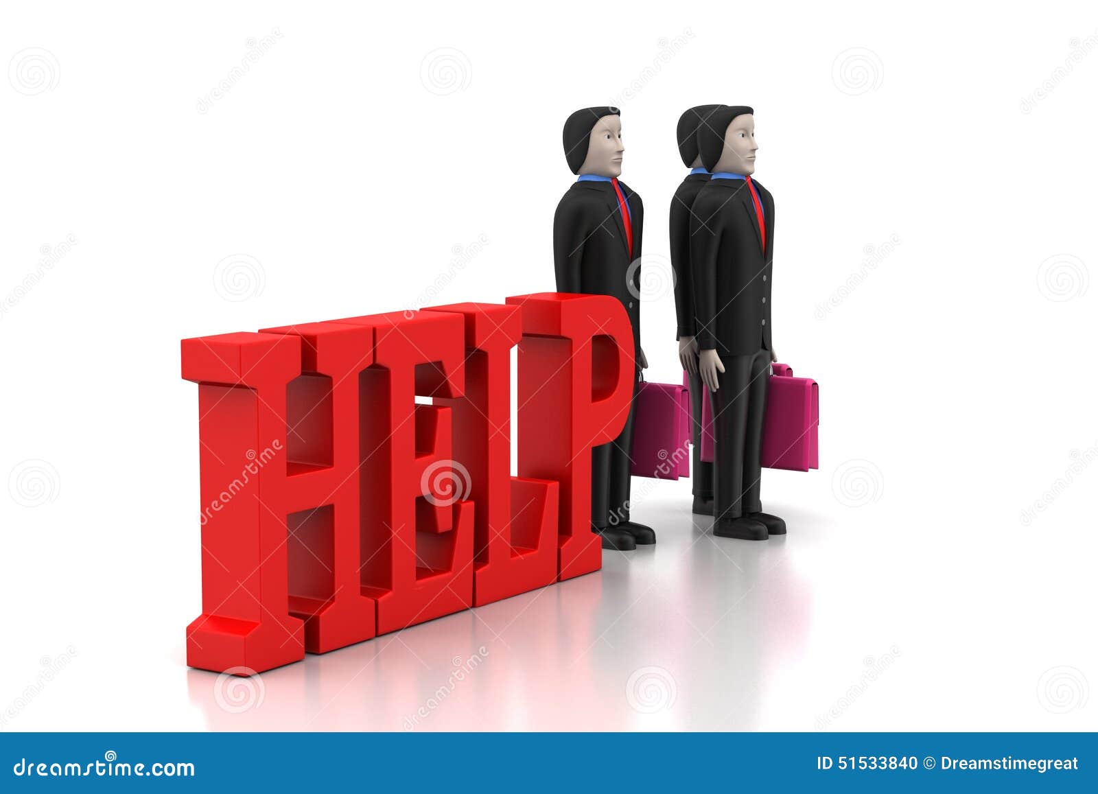 3d People with the Word Help Stock Illustration - Illustration of care ...