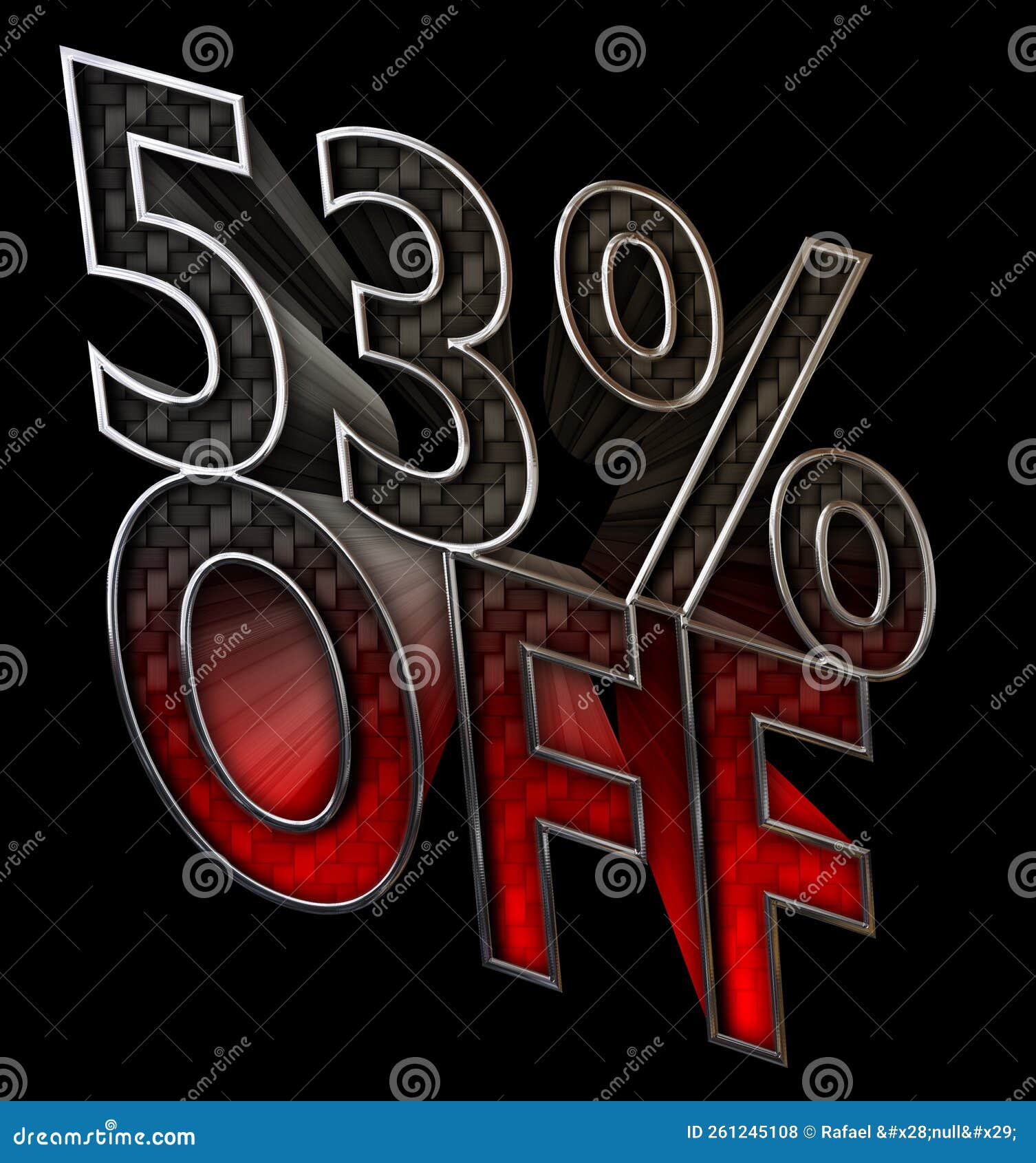 3d 53 percent off sign stock illustration. Illustration of sale - 261245108