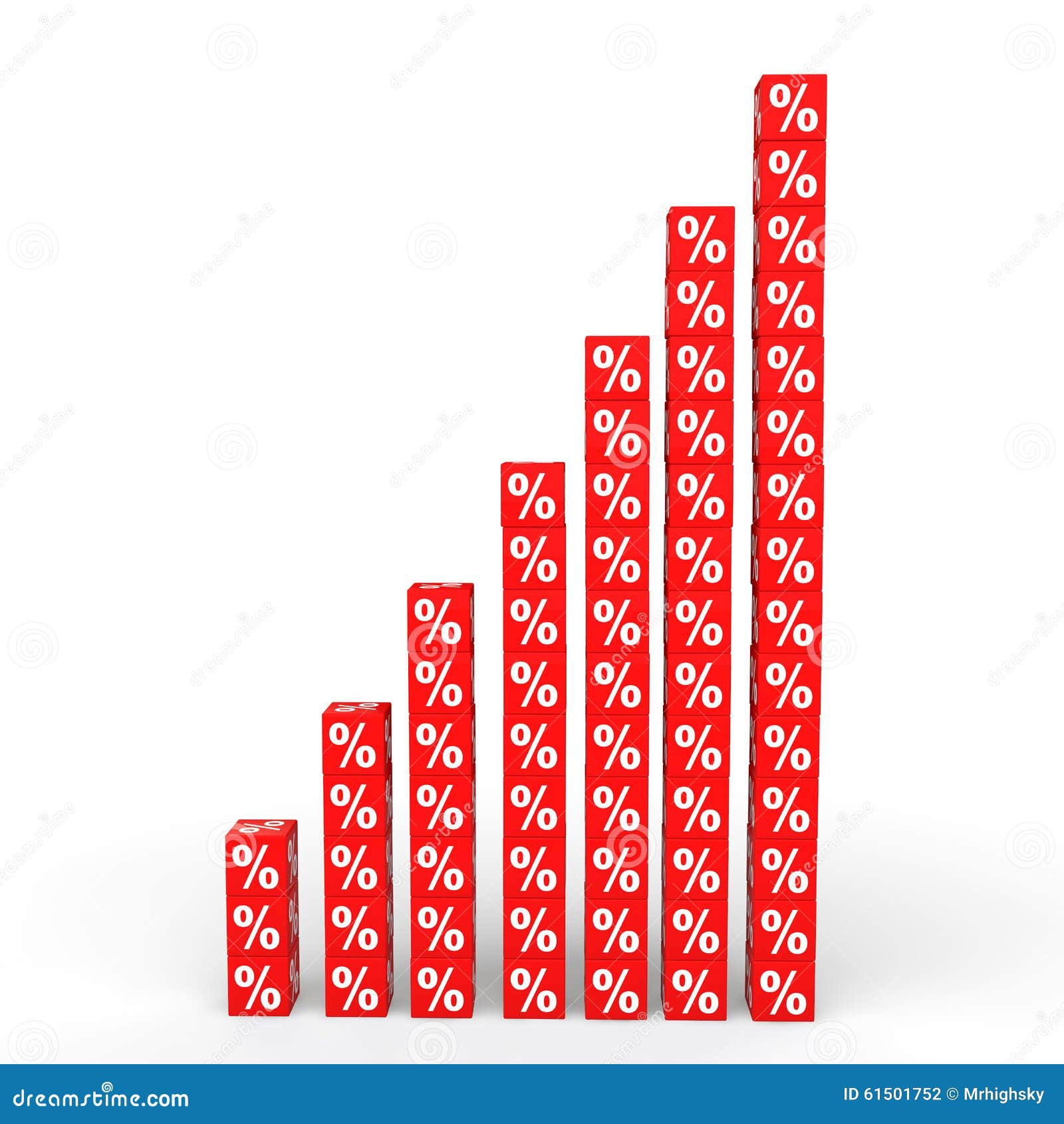 3d Percent Symbol Cubes Rising Graph Stock Illustration - Illustration ...