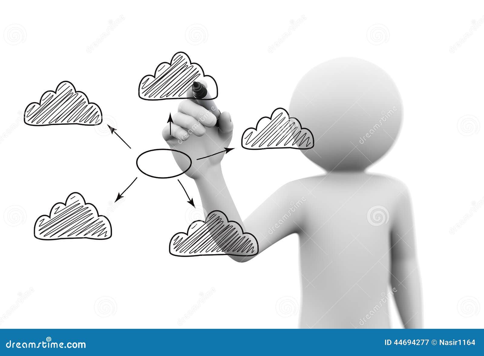 3d Person Drawing Cloud Computing Concept on Transparent Screen Stock ...