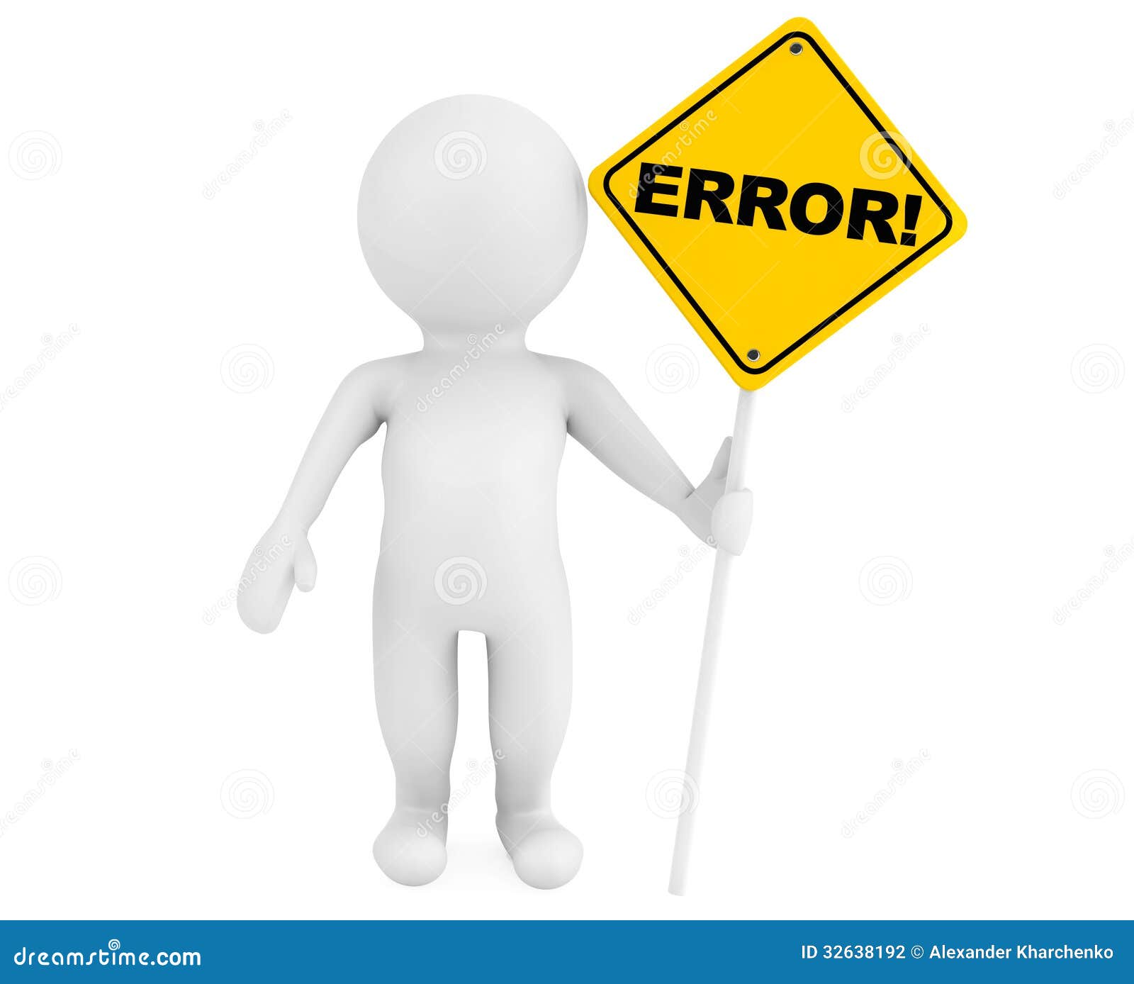 3d Person with Error Traffic Sign Stock Illustration - Illustration of ...