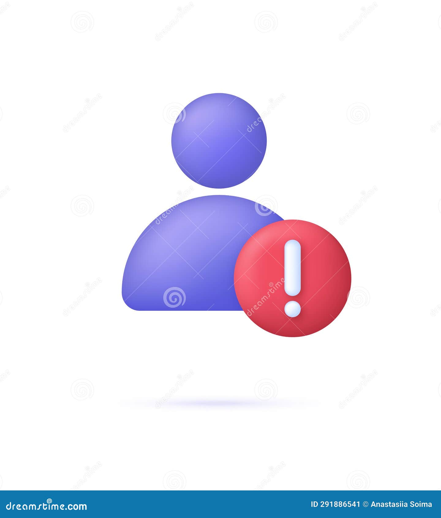 3D Person and Exclamation Mark. Account Warning Error Icon Stock Vector ...