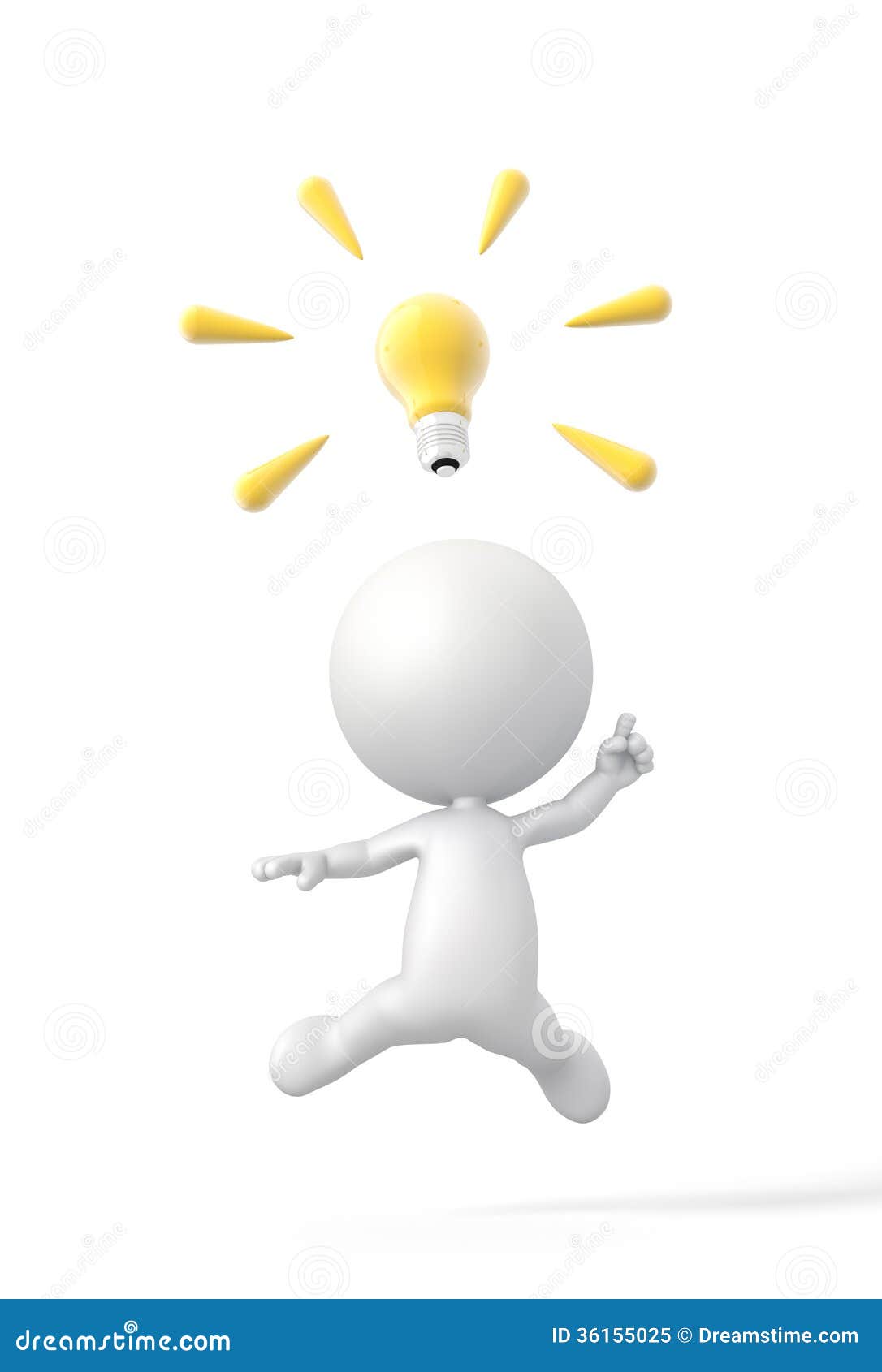 3D Person Finds A Great Idea With Lightbulb. Royalty Free Stock Photo ...
