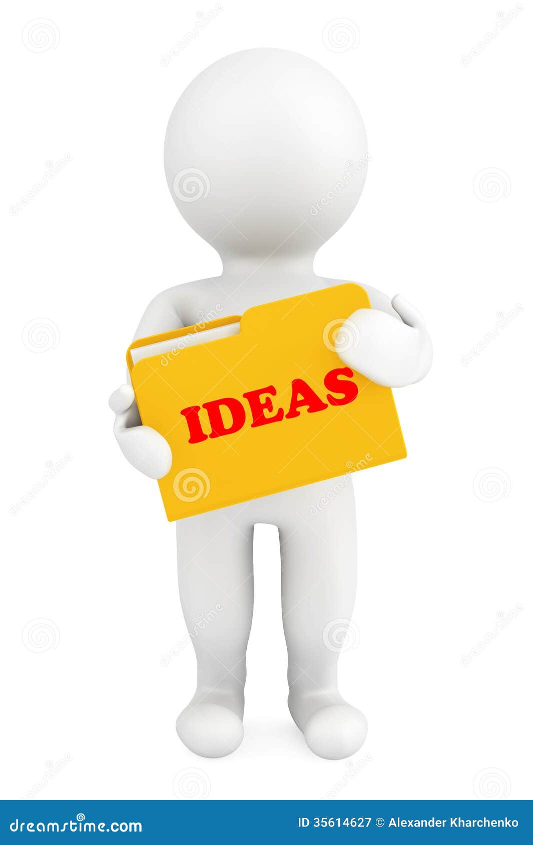 3d Person with Folder and Ideas Sign Stock Illustration - Illustration ...