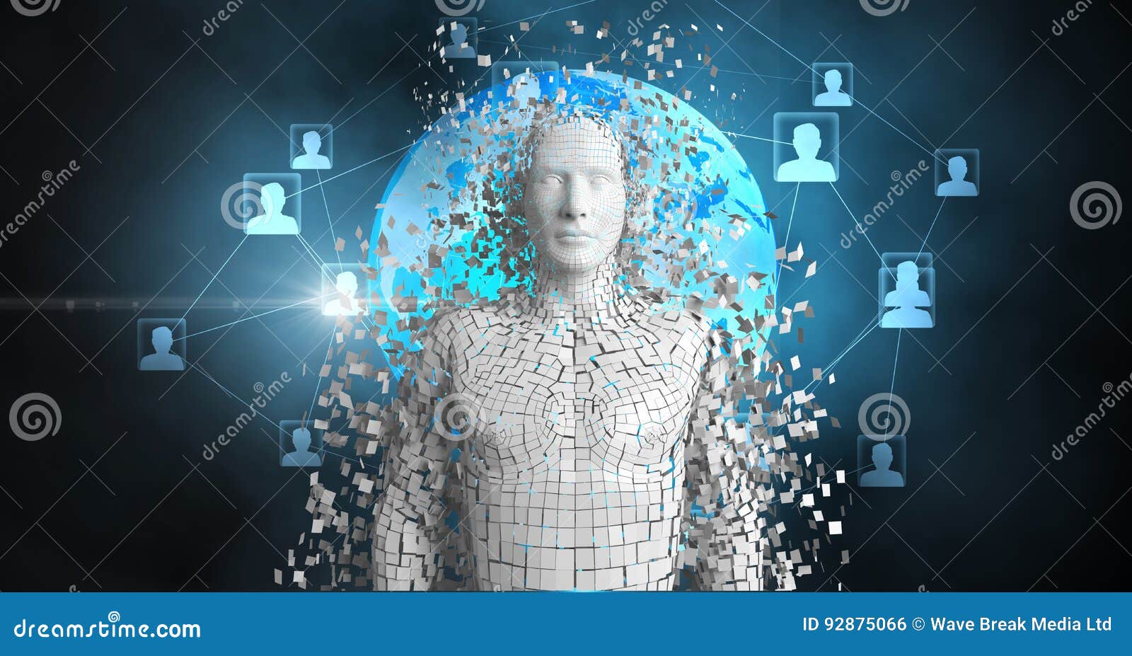 3d Person with Globe and Human Shape in Background Stock Photo - Image ...