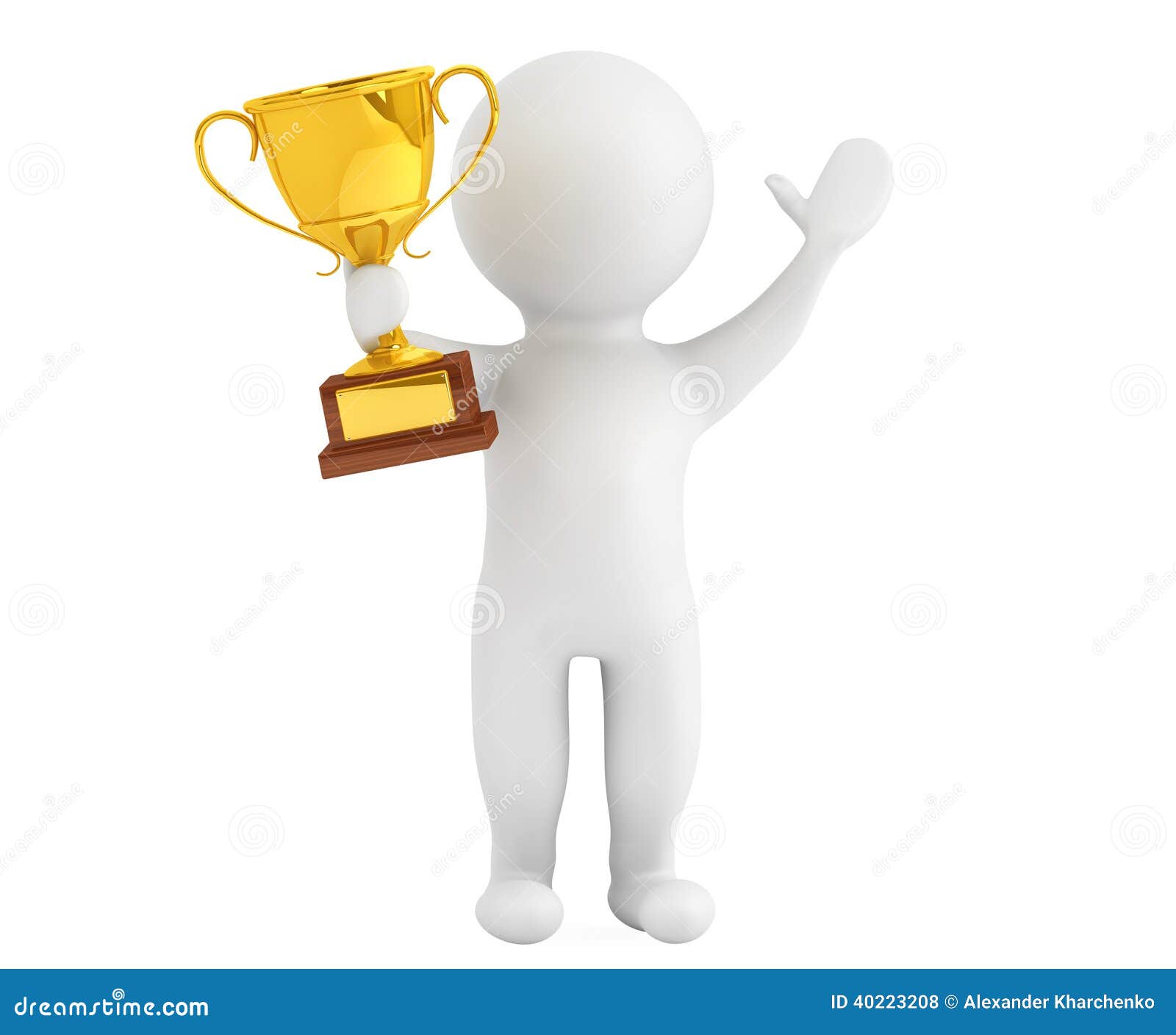 3d Person with a Gold Trophy in Hands Stock Photo - Image of prize ...