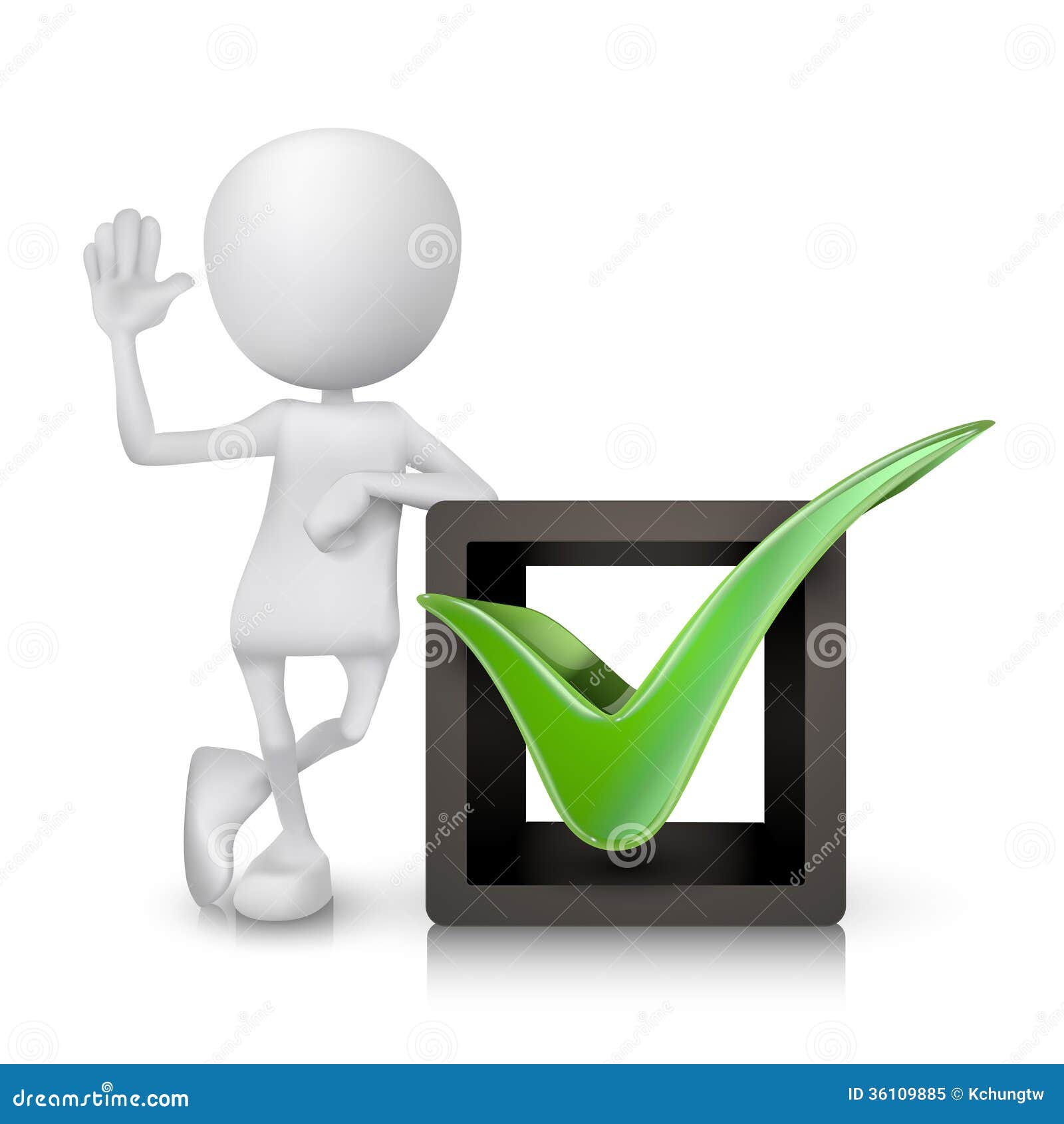 3d Person and Green Check Mark in Box Stock Vector - Illustration of ...