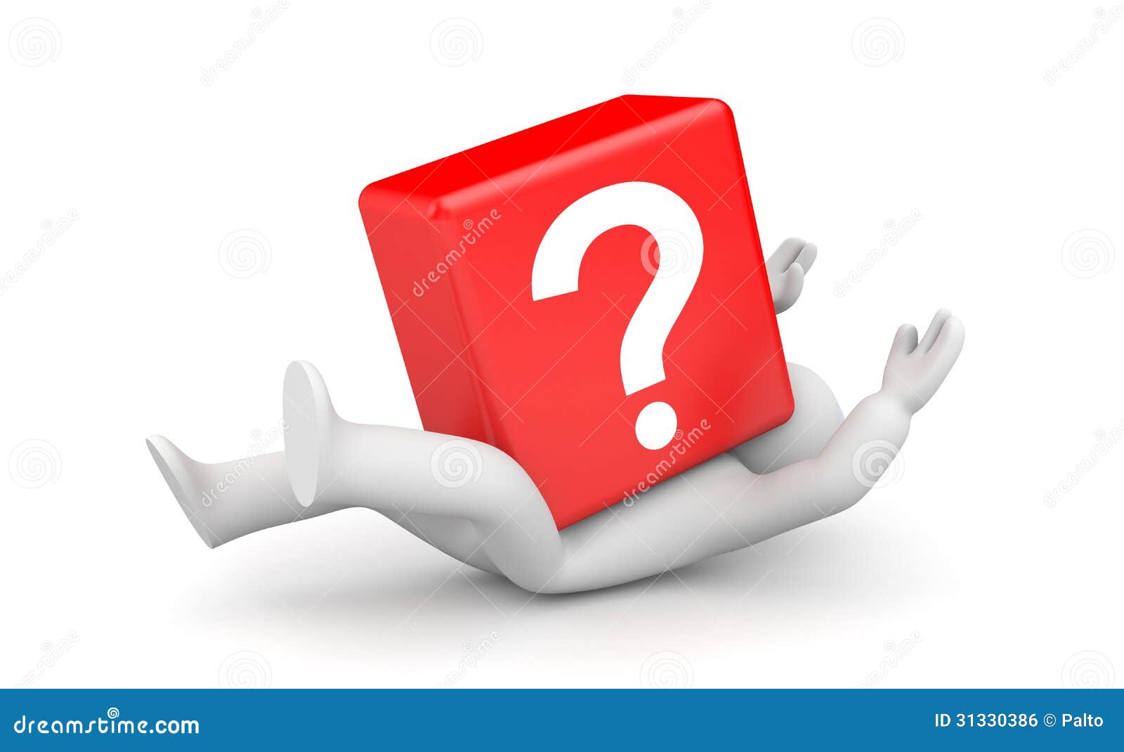 3d Person with Heavy Red Question Mark Stock Illustration ...