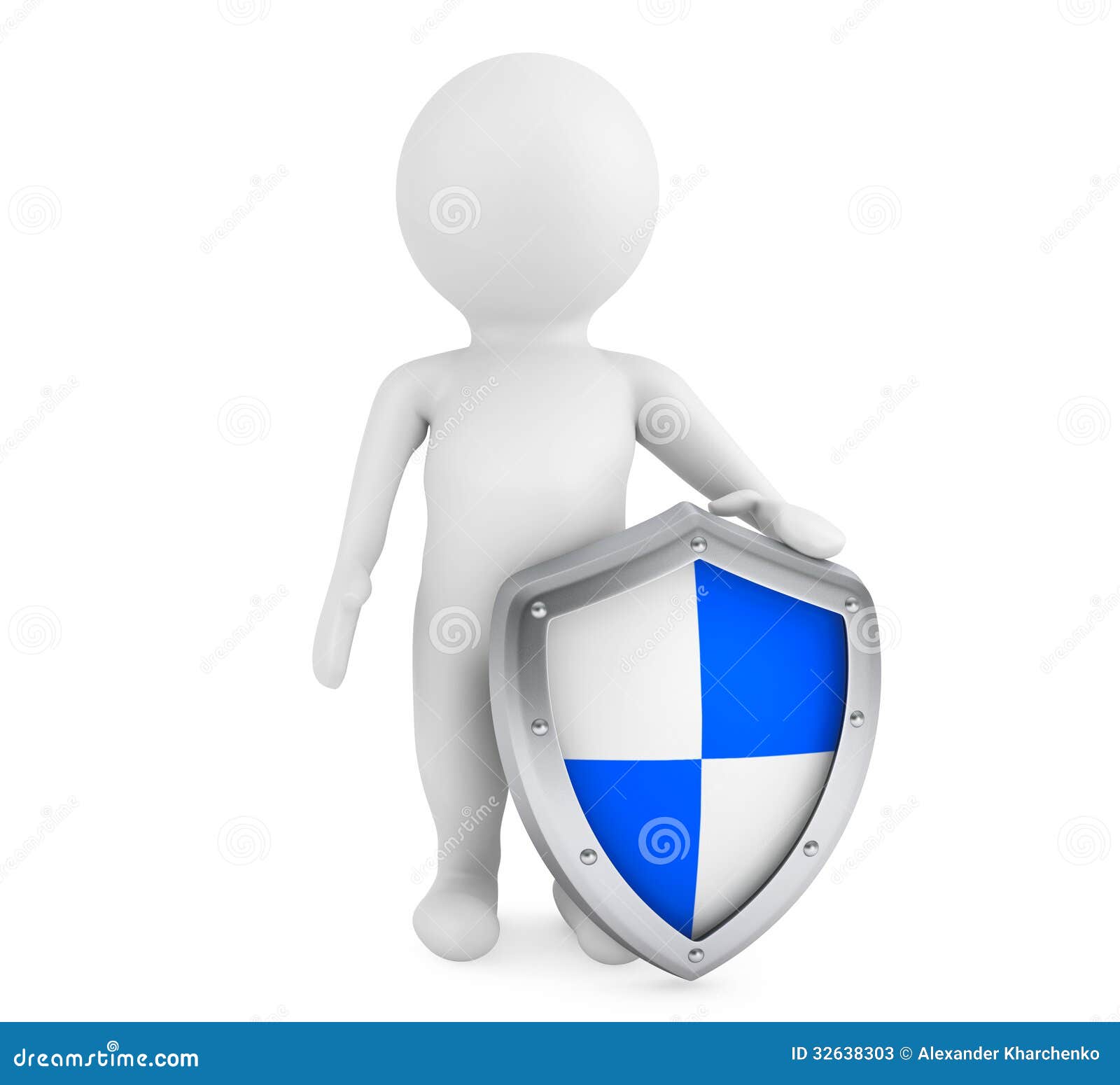 3d Person Hold Protective Shield Stock Illustration - Illustration of ...