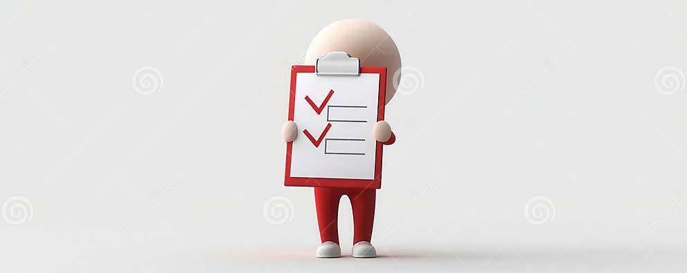3D Person Holding an Empty Clipboard with Checkmarks Symbolizing ...