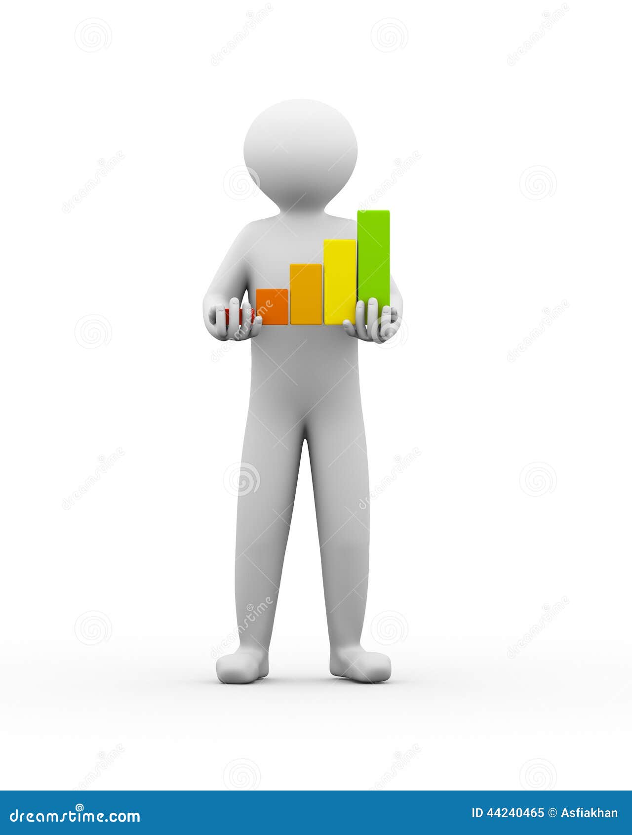 3d Person Holding Progres Bars Stock Illustration - Illustration of ...