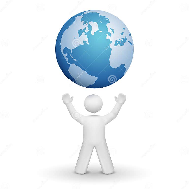 3d Person Looking Up at a Global Stock Vector - Illustration of ...