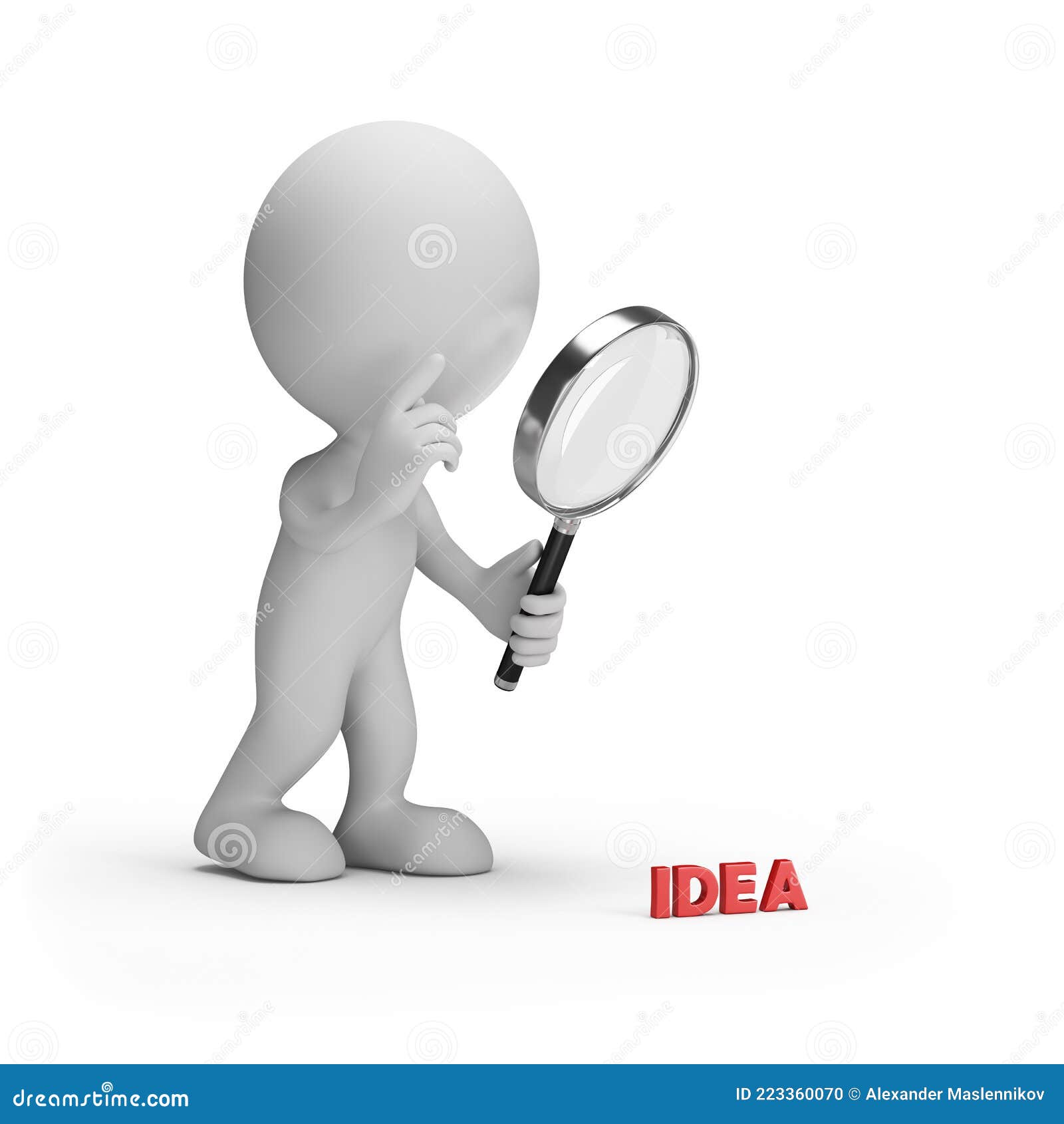 3d Person With A Magnifying Glass Stock Illustration Illustration Of