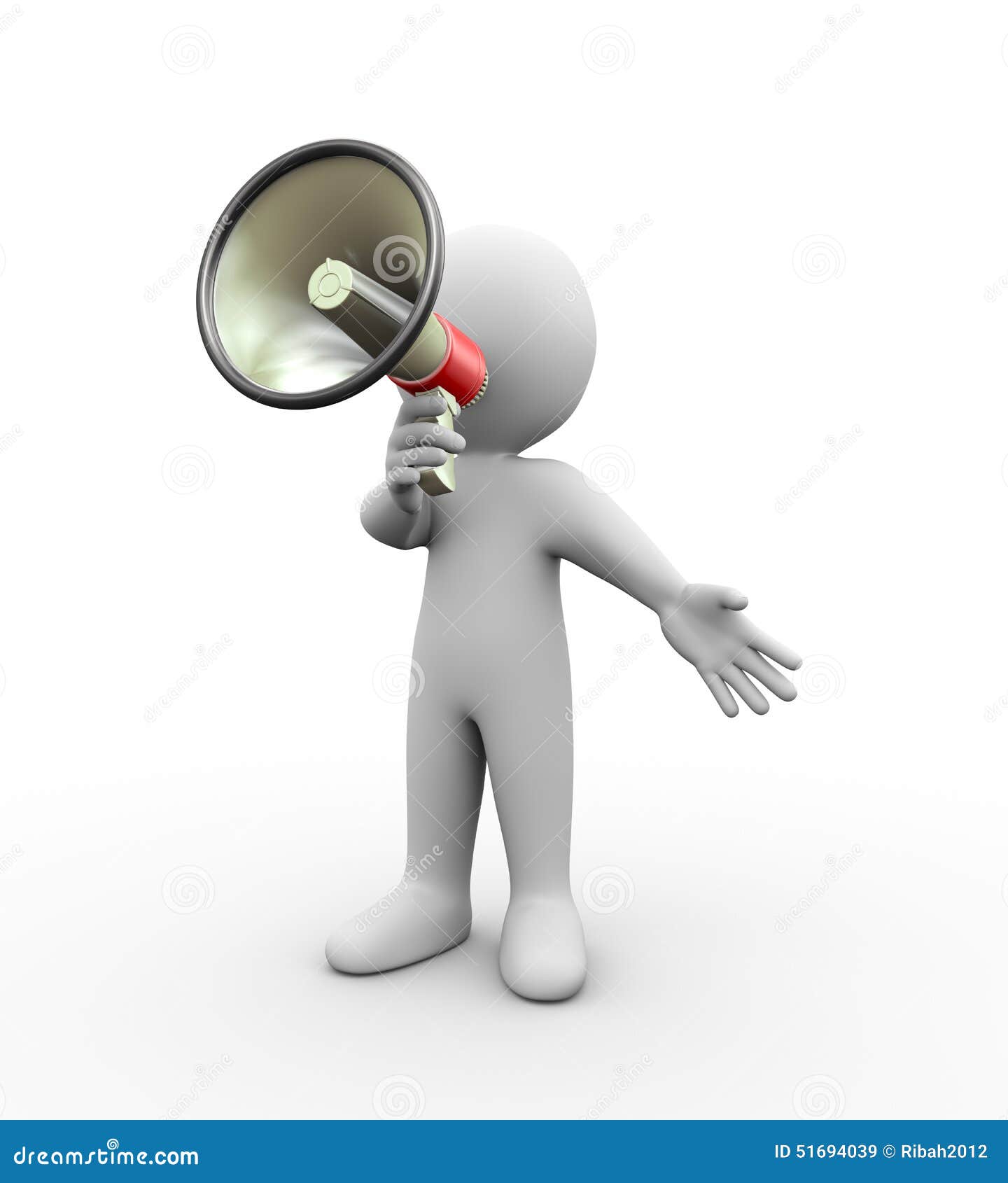 3d person with megaphone stock illustration. Illustration of ...