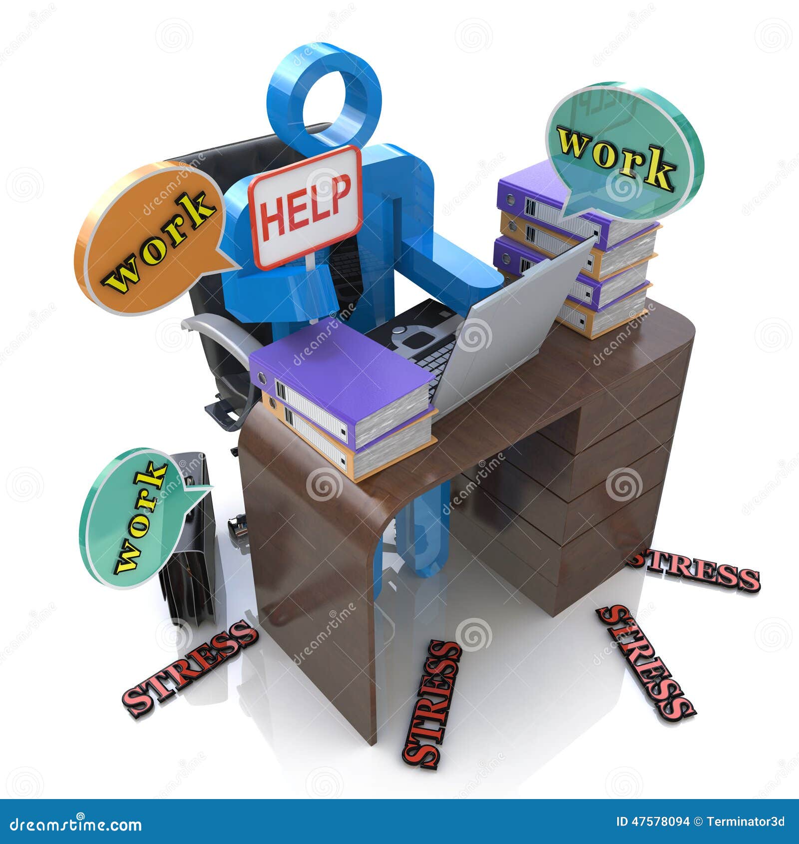 3d Person Overworked. Stress in the Office Stock Illustration ...