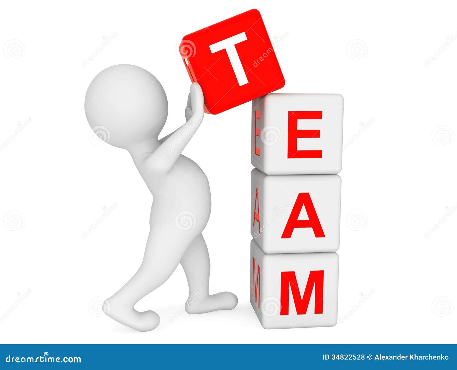 3d Person Placing Team Cubes Royalty Free Stock Photos - Image: 34822528