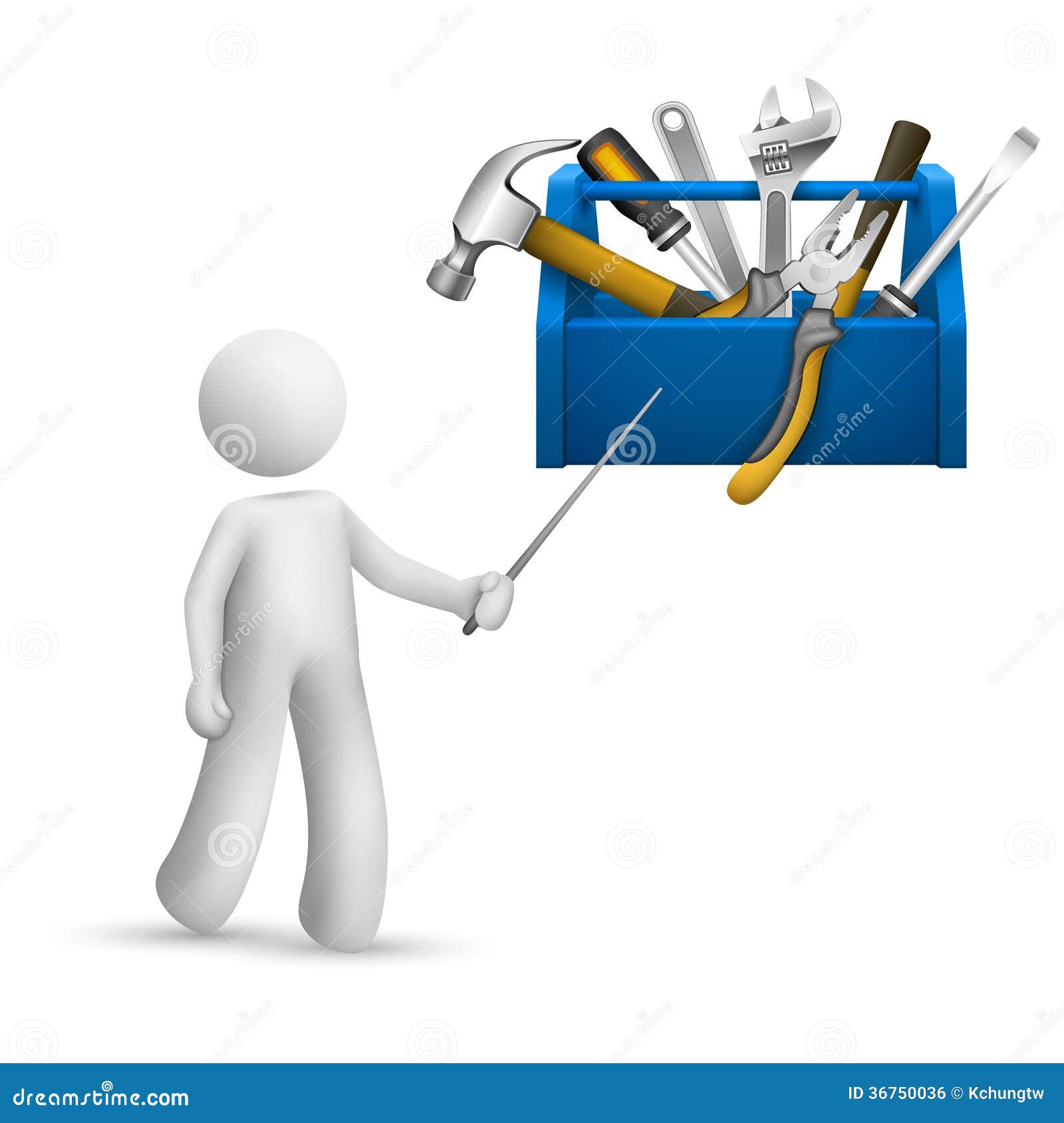 3d Person Pointing at a Toolbox with Tools Stock Vector - Illustration ...