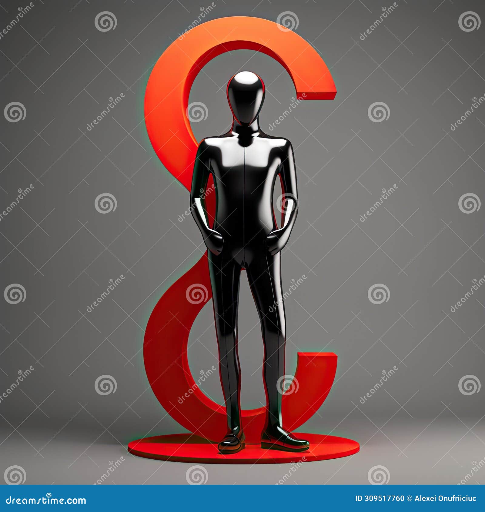 3d Person is Posing with Red Question Mark Stock Illustration ...