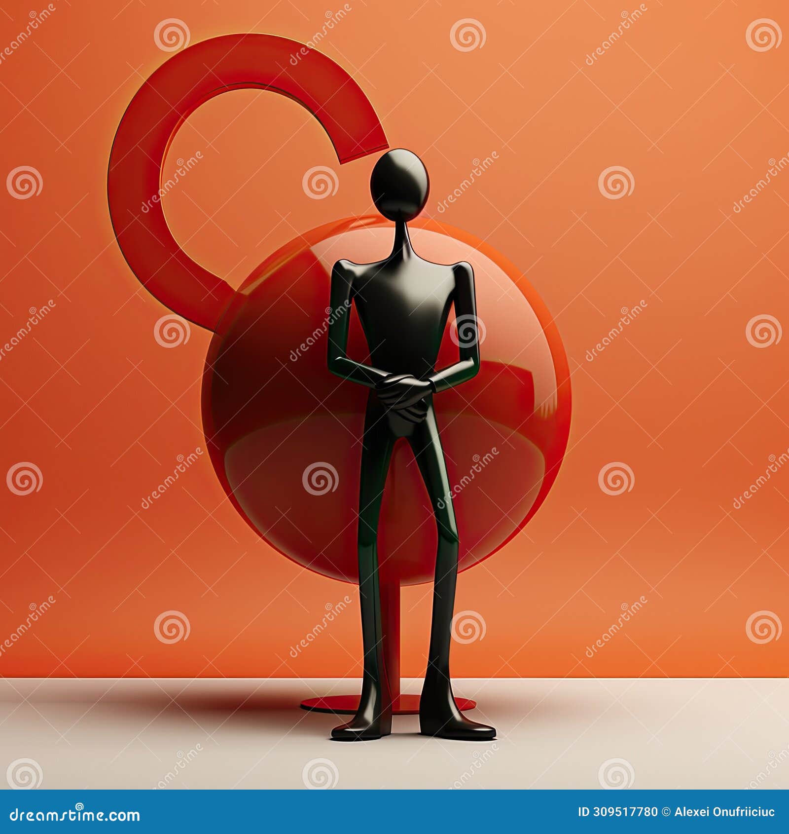3d Person is Posing with Red Question Mark Stock Illustration ...