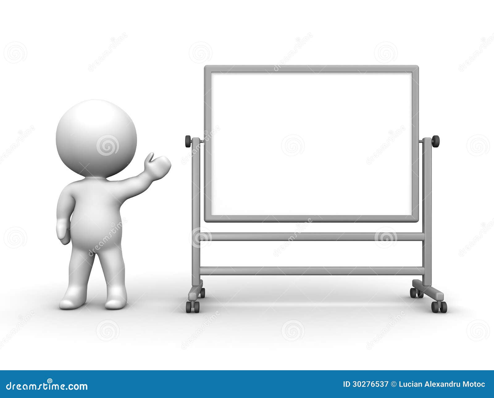 3D Man Presenting Large Whiteboard Stock Illustration - Illustration of ...