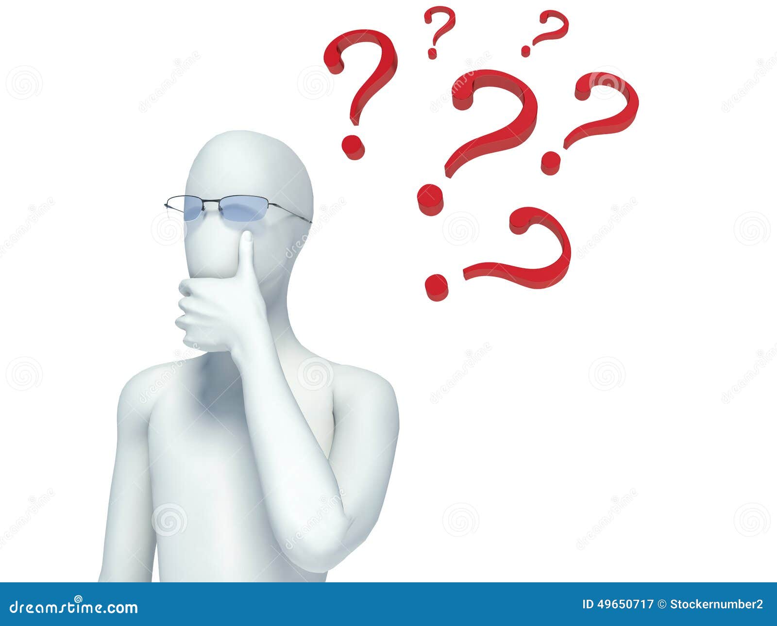 3d Person and Question Marks Stock Illustration - Illustration of mess ...