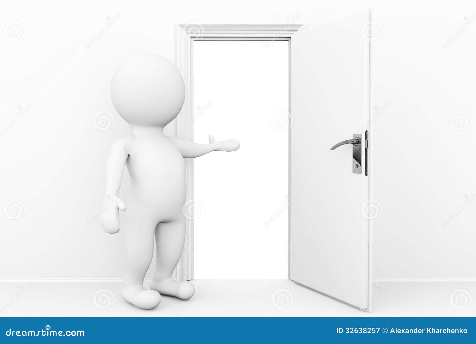 3d Person Welcome and Invites in Open Door Stock Illustration ...
