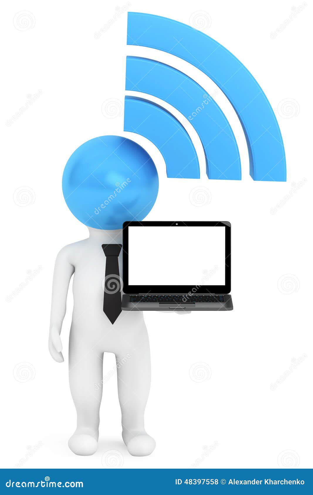 3d Person With WiFi Sign And Laptop Royalty-Free Stock Image ...
