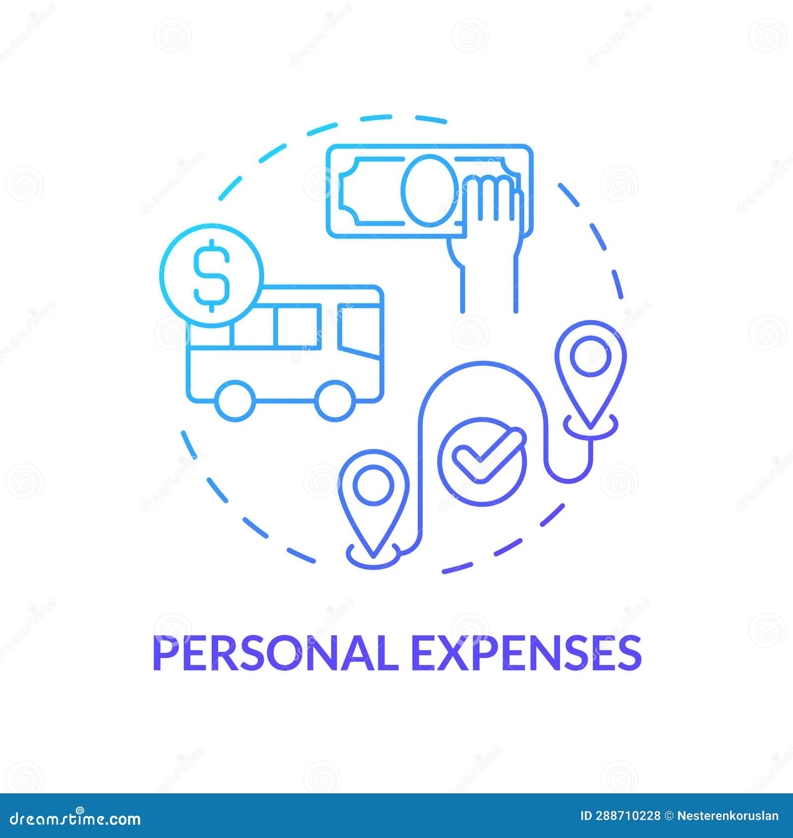 2D Personal Expenses Gradient Thin Line Icon Concept Stock Vector ...
