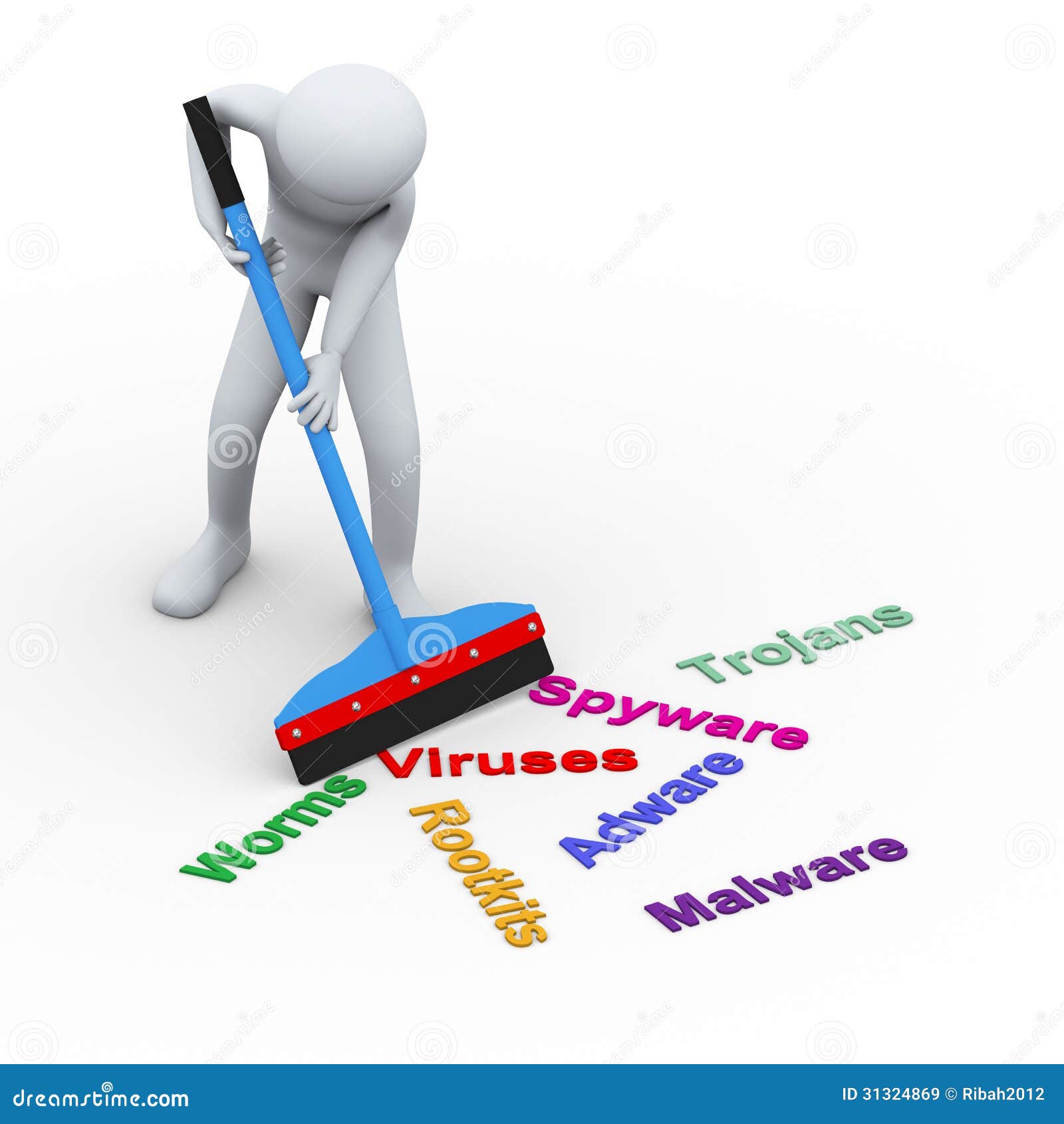 3d Persoon Het Schoonmaken Besmetting Stock Illustratie - Illustration ...