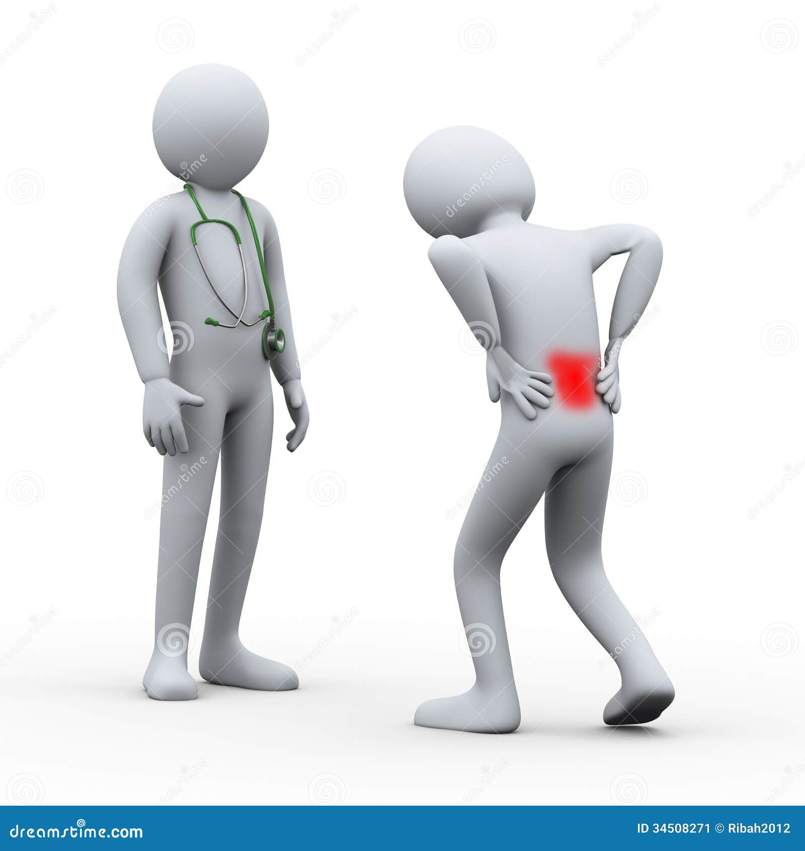 3d Persoon Met Rugpijn Bezoekende Arts Stock Illustratie - Illustration ...