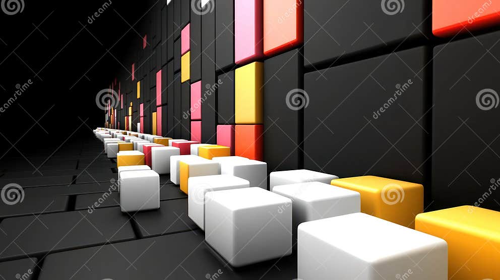 A 3D Perspective of Colorful Blocks Arranged in a Linear Pattern on a ...