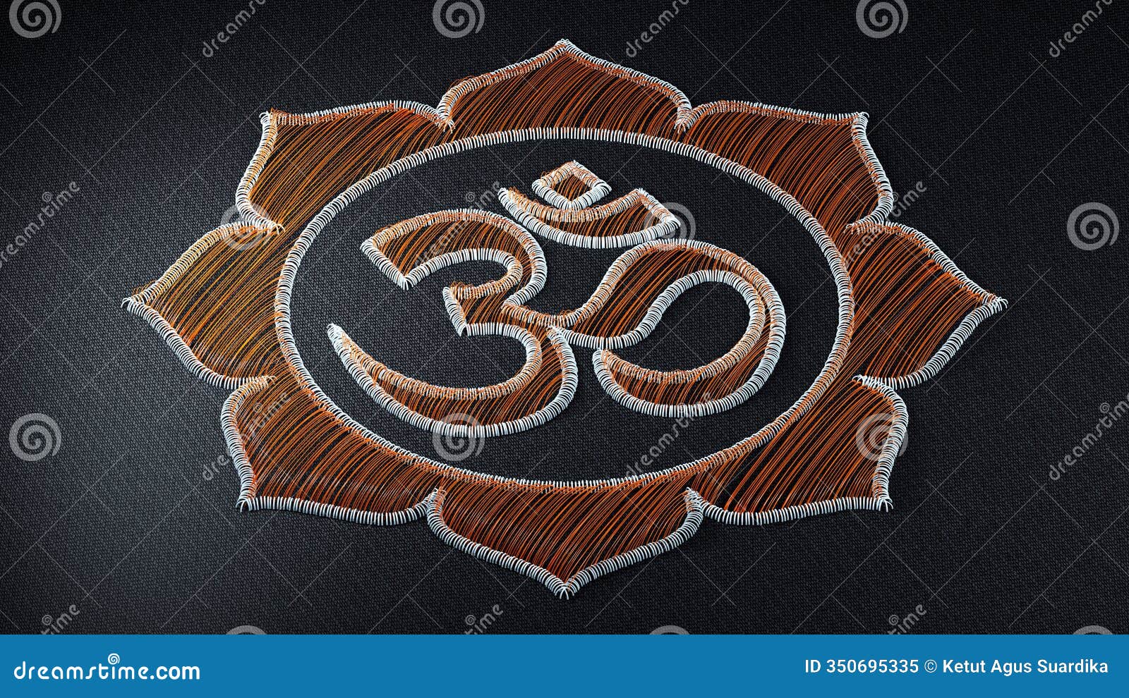 3D Perspective Embroidered Omkar Symbol with Padma Motif in Devanagari ...