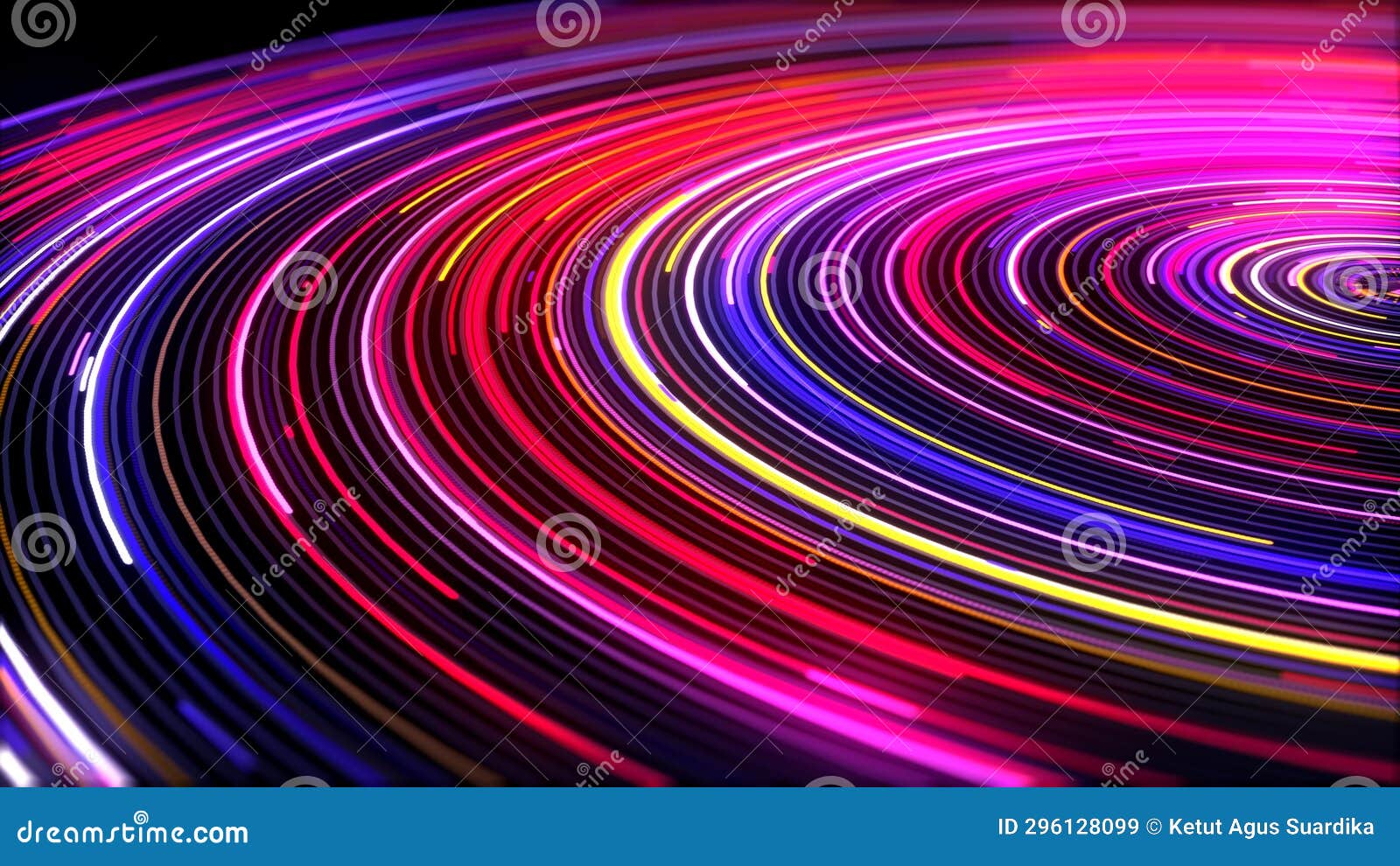 3d Perspective Half View Red Yellow Blue Circular Disk Plane Wave Dots ...