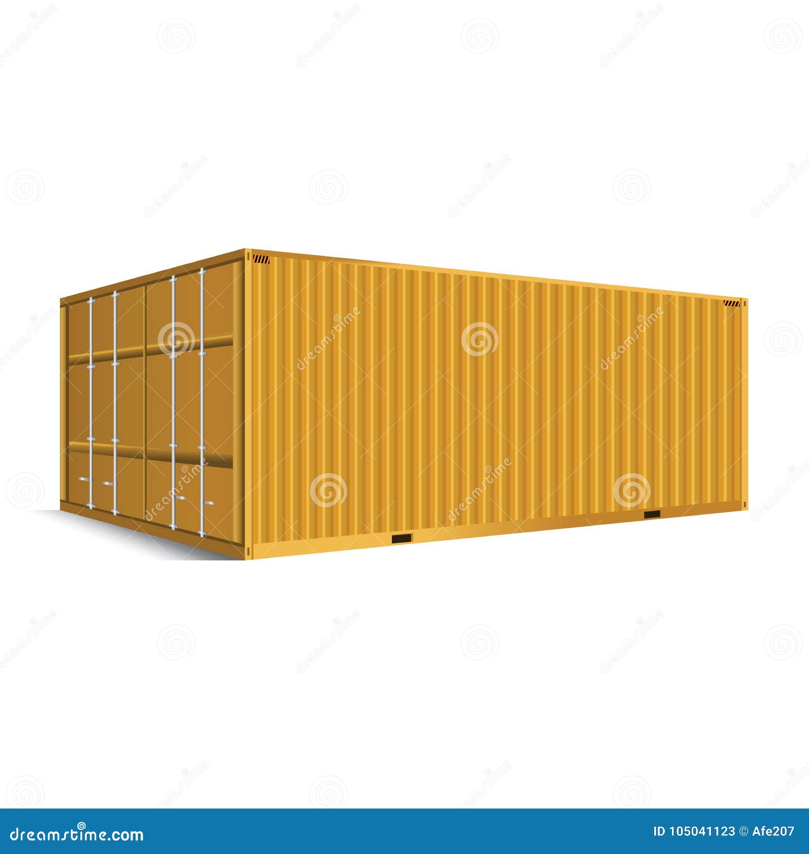 3d Perspective Yellow Cargo Container Shipping Freight Isolated Stock ...