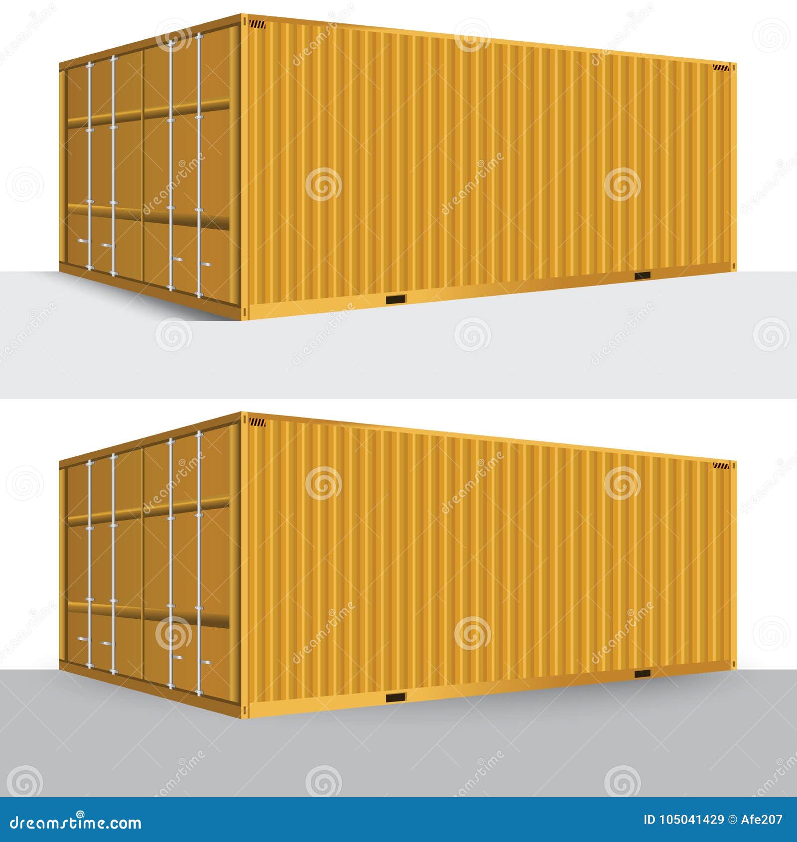3d Perspective Yellow Cargo Container Shipping Freight Isolated Stock ...