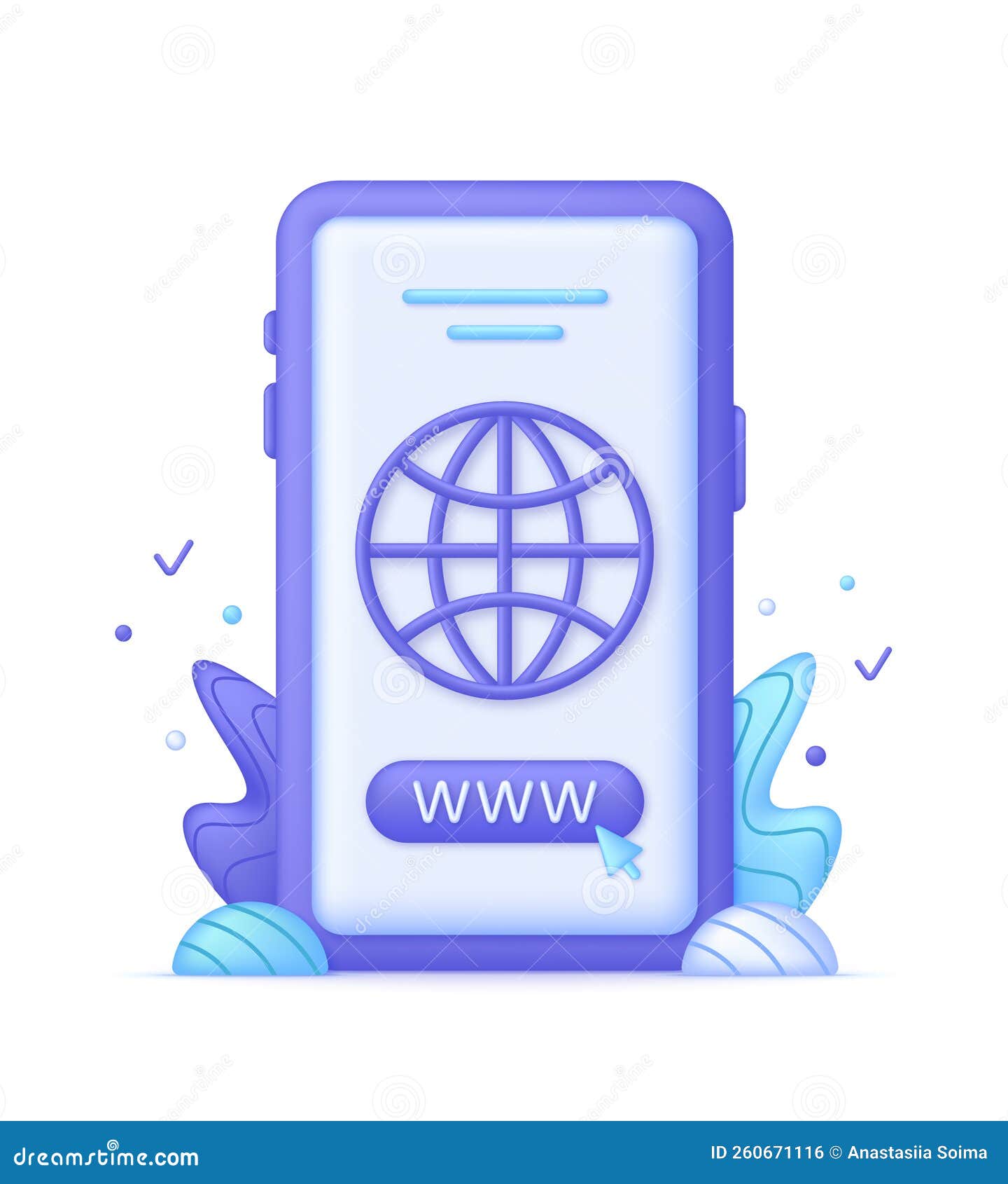 3D Phone and Globe Hyperlink Icon. Search WWW Sign. Web Hosting ...