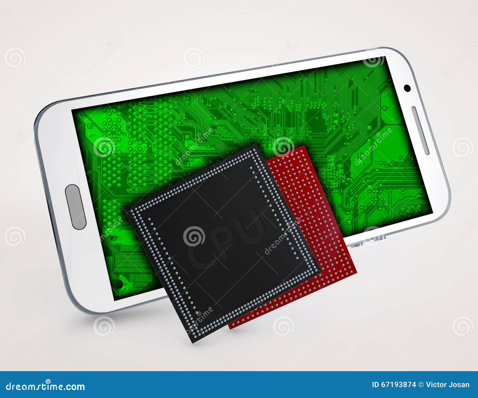 3d Phones CPU on a White Background Stock Illustration - Illustration ...