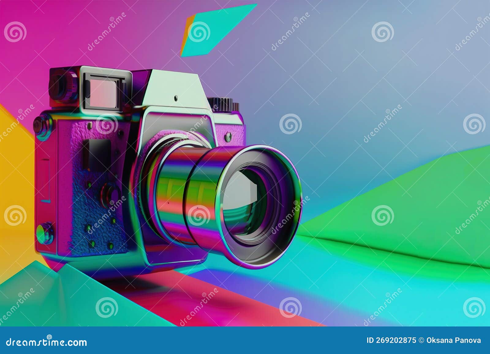 3D Photo Camera on an Abstract Background. 3D Visualization. Fantasy ...