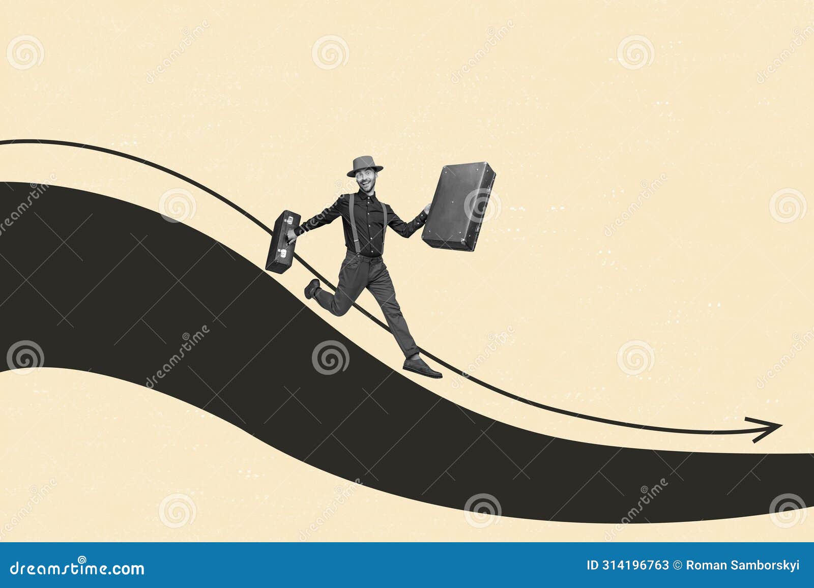 3D Photo Collage Composite Trend Artwork Sketch Image of Young Happy ...