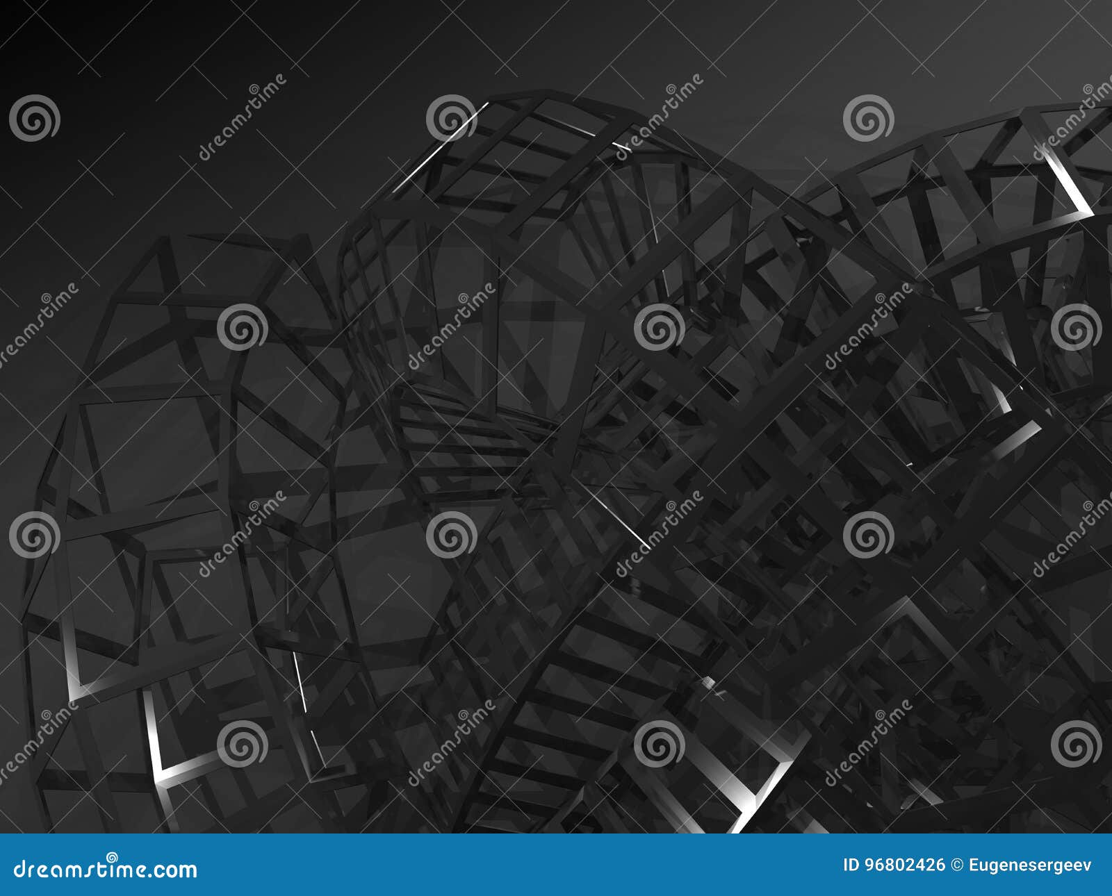 3d Physical Wire-frame Structure Installation Stock Illustration ...